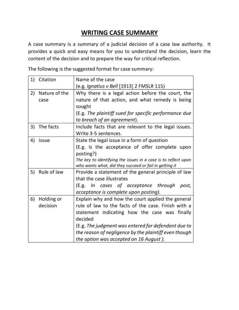How to Write Case Summaries – Beyond Paralegals